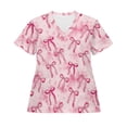 Binienty Bow Scarf Pattern Scrub Shirt for Women Breathable V Neck ...