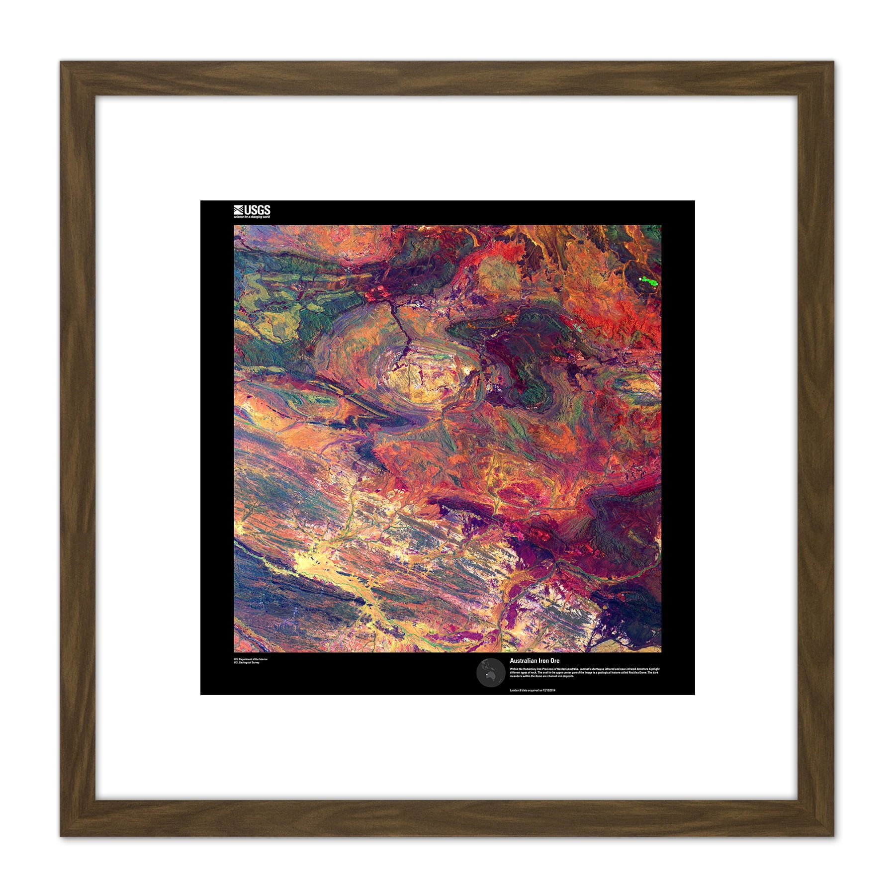 Earth Art USGS Australian Iron Ore 8X8 Inch Square Wooden Framed Wall ...