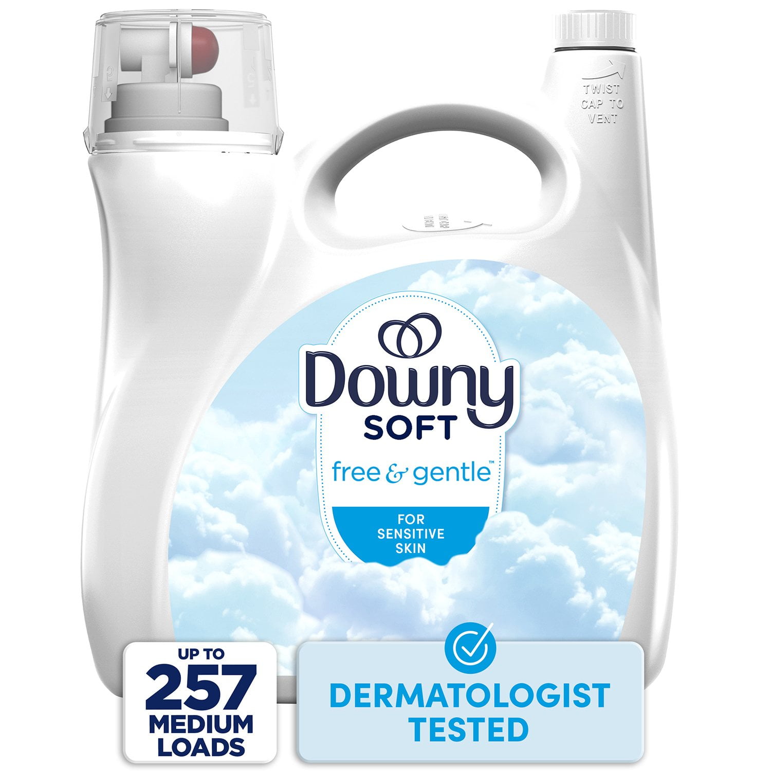 Downy Soft Free & Gentle Liquid Fabric Softener, 257 loads, 150 fl. oz ...