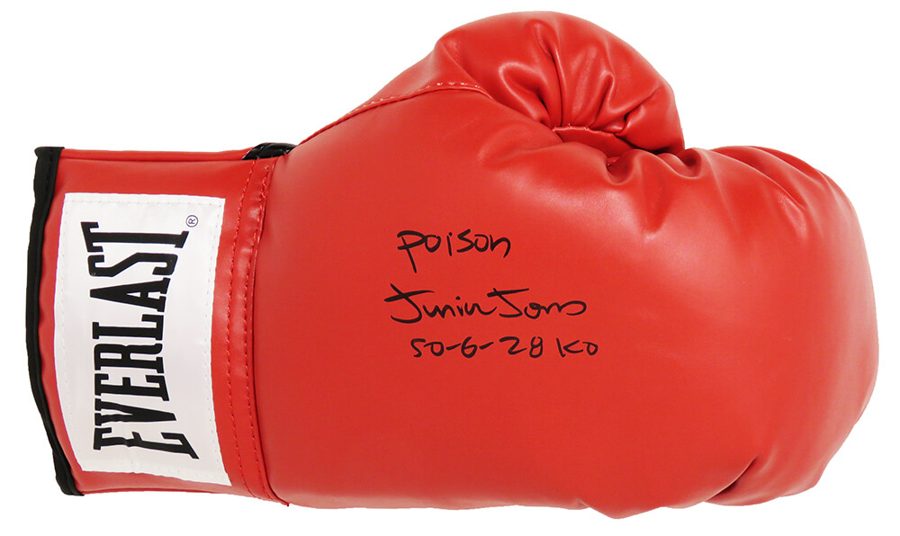 Junior Jones Signed Everlast Red Boxing Glove w/Poison, 50-6, 28 KO's ...