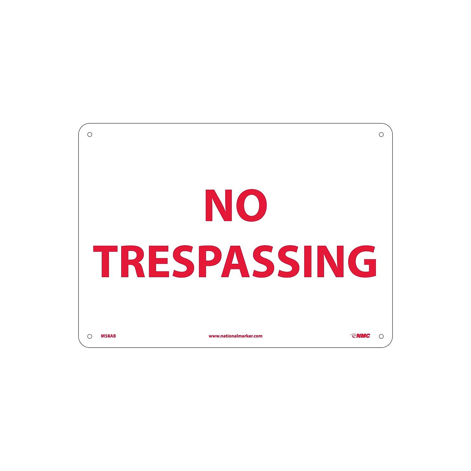 National Marker Notice Signs; No Trespassing 10X14 .040 Aluminum M58AB ...