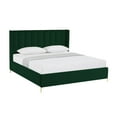 Montrell Upholstered Velvet King Size Wingback Platform Bed, Green ...
