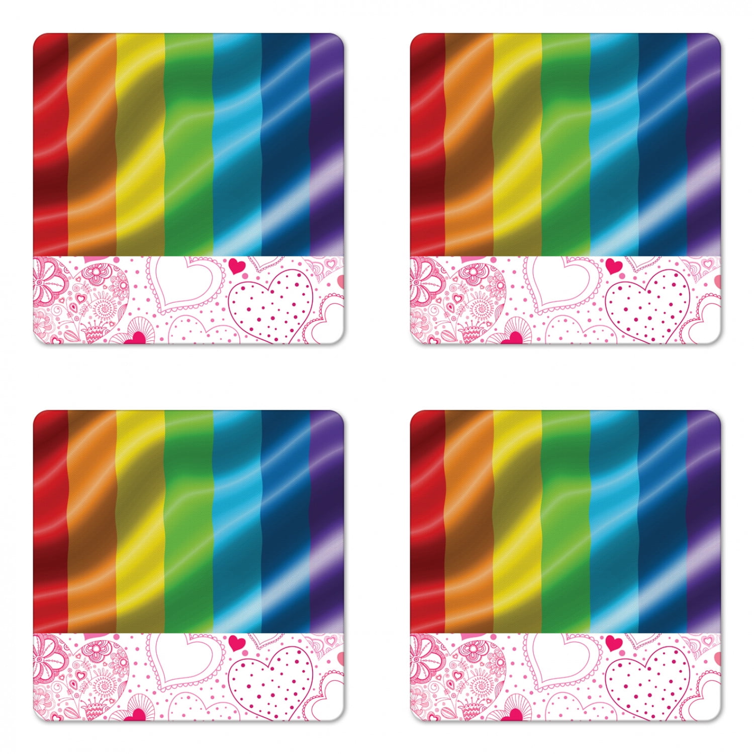 Rainbow Coaster Set of 4, Pride Flag Inspired Design with Vivid Colors ...