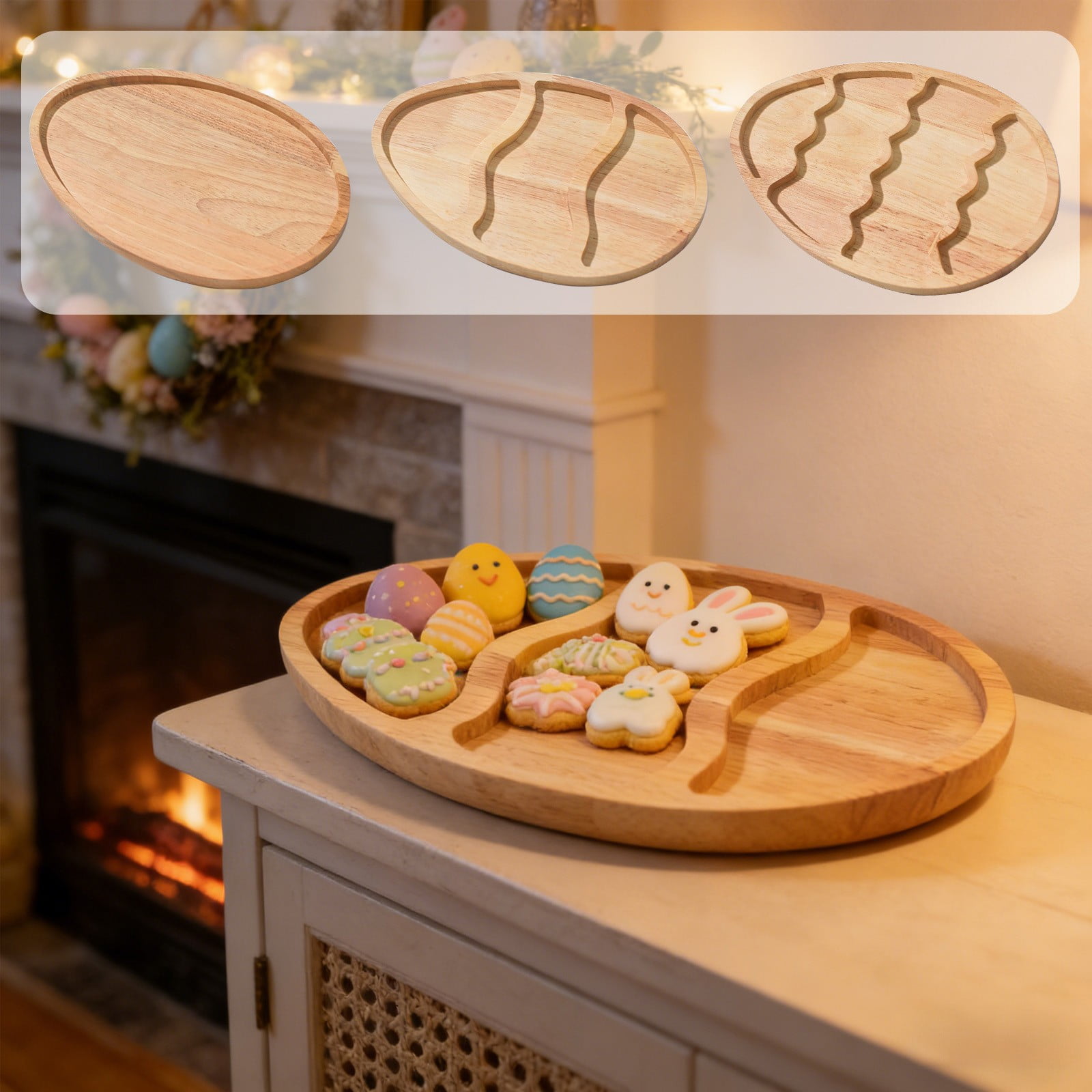 Click here for Kloer Wooden Easter Snack Serving Tray Lightweight... prices