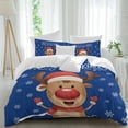 4 Piece Duvet Cover Set Queen, Merry Christmas Words on Blue Soft ...