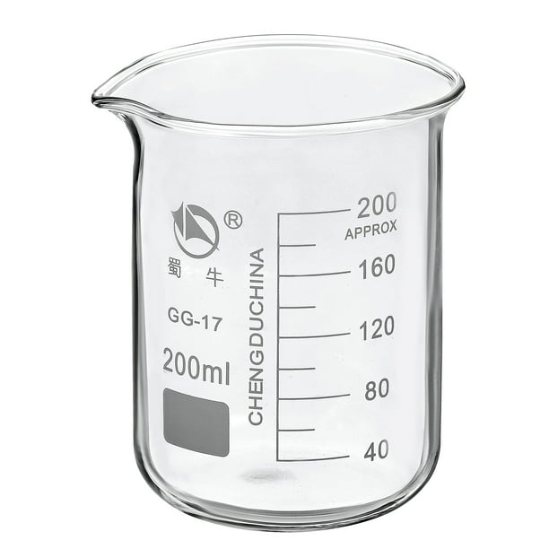 Uxcell 200ml Low Form Glass Beaker, 3.3 Borosilicate Graduated Lab Measuring Cups - Walmart.com