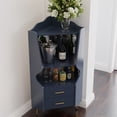 18.9" Corner Bar Cabinet – Mirrored Back & 2 Open Shelves – Wooden with ...