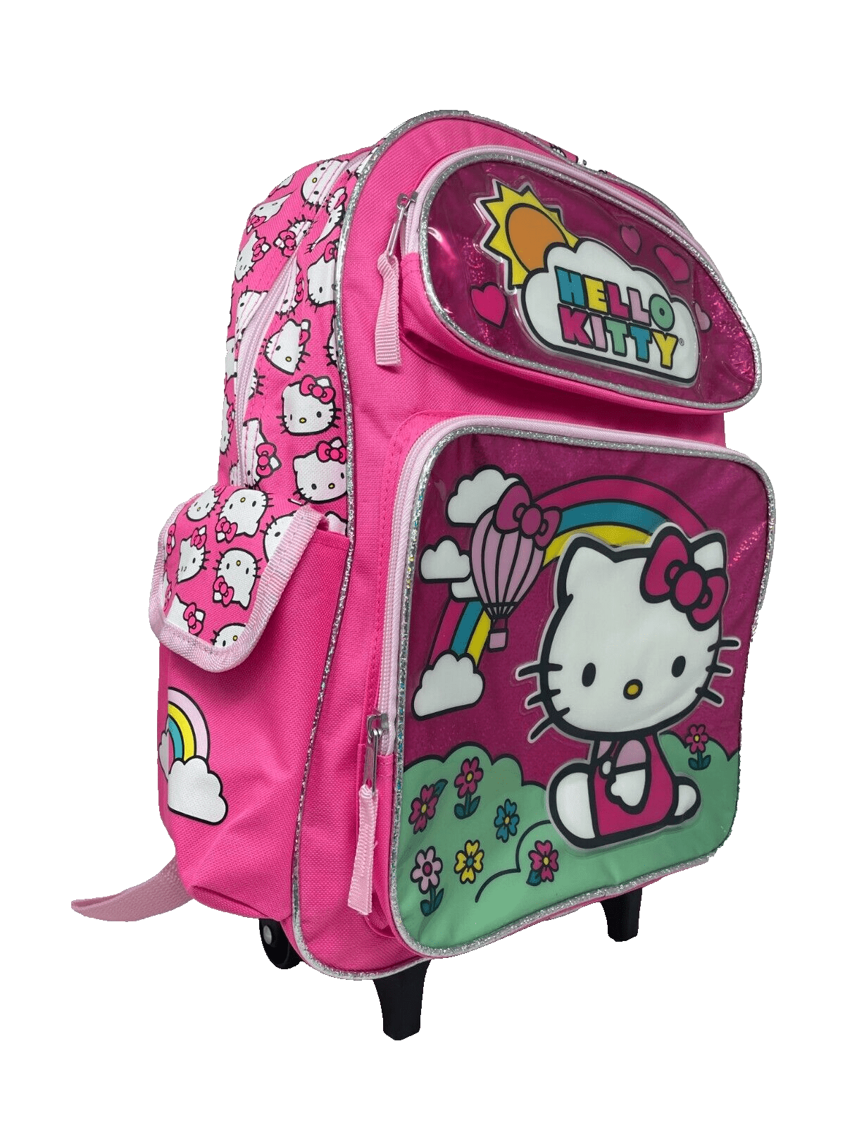 Hello Kitty Shinny Pink 16 inch Rolling Large Backpack - Walmart.com