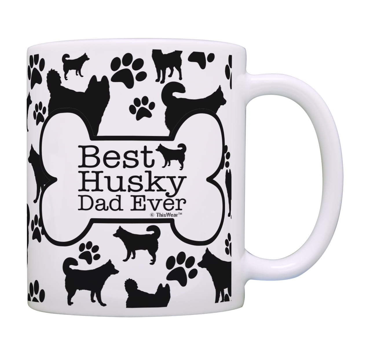 ThisWear Best Dog Dad Mug Best Husky Dad Ever Paw Print Coffee Cup Dog ...