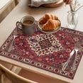 Bohemia Abstract Plant Cotton Linen Placemats Set of 12, Vintage Red ...