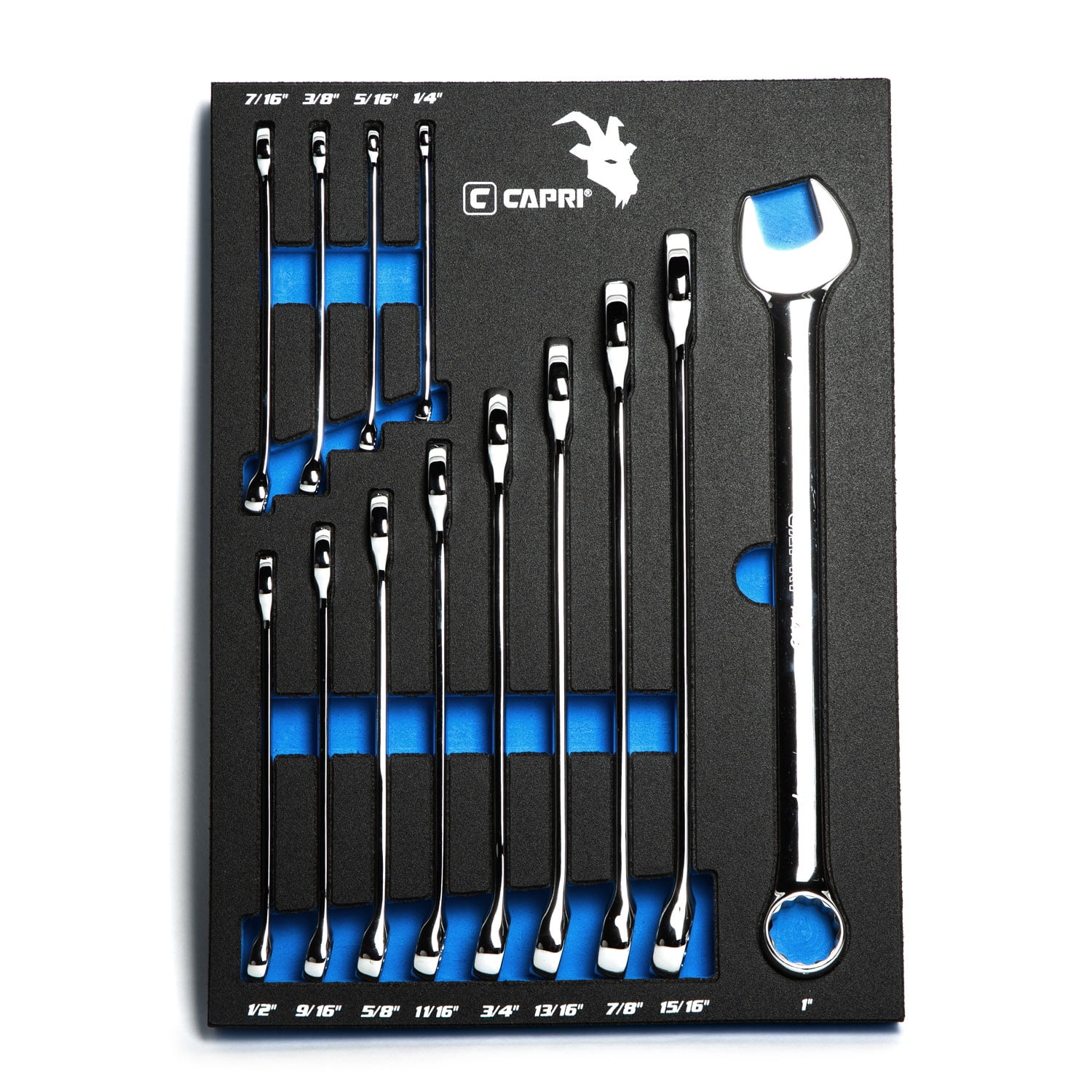 Capri Tools SmartKrome Combination Wrench Set with The Mechanic's Tray ...