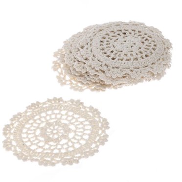 Handmade Crochet Lace Heart Shape Coasters Doilies, 4-inch, White Color ...