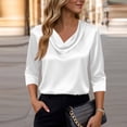 ADEYPCGD Women's Satin High Neck Blouse with Subtle Tiered Collar for ...
