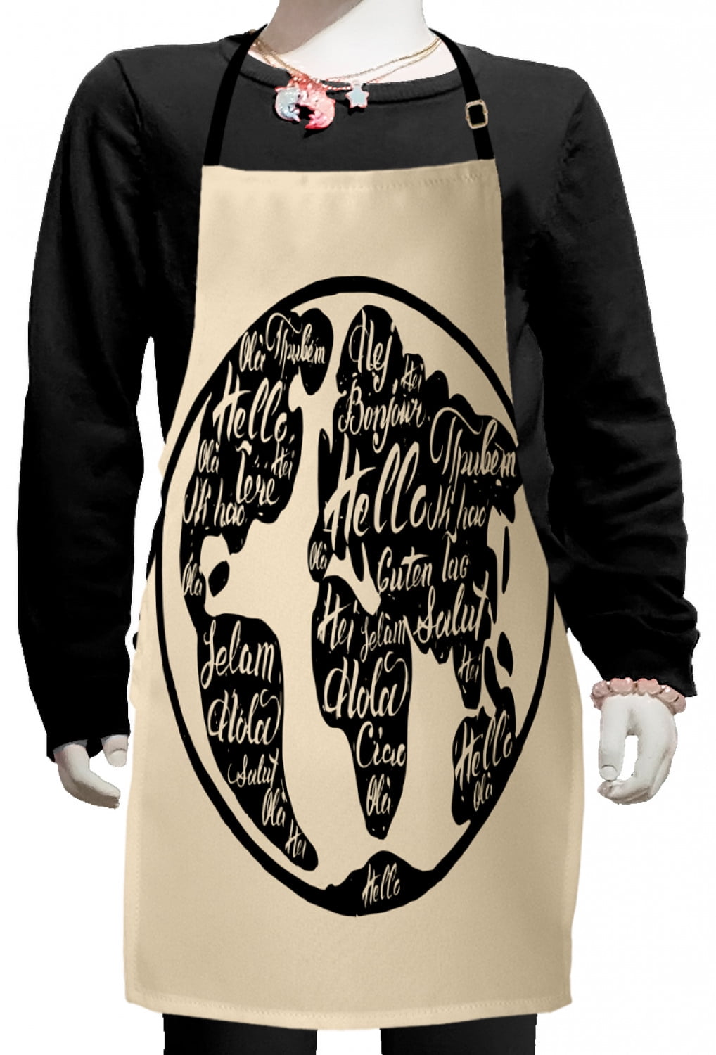 Hello World Kids Apron, Layout of Various Languages on World Map Hello ...
