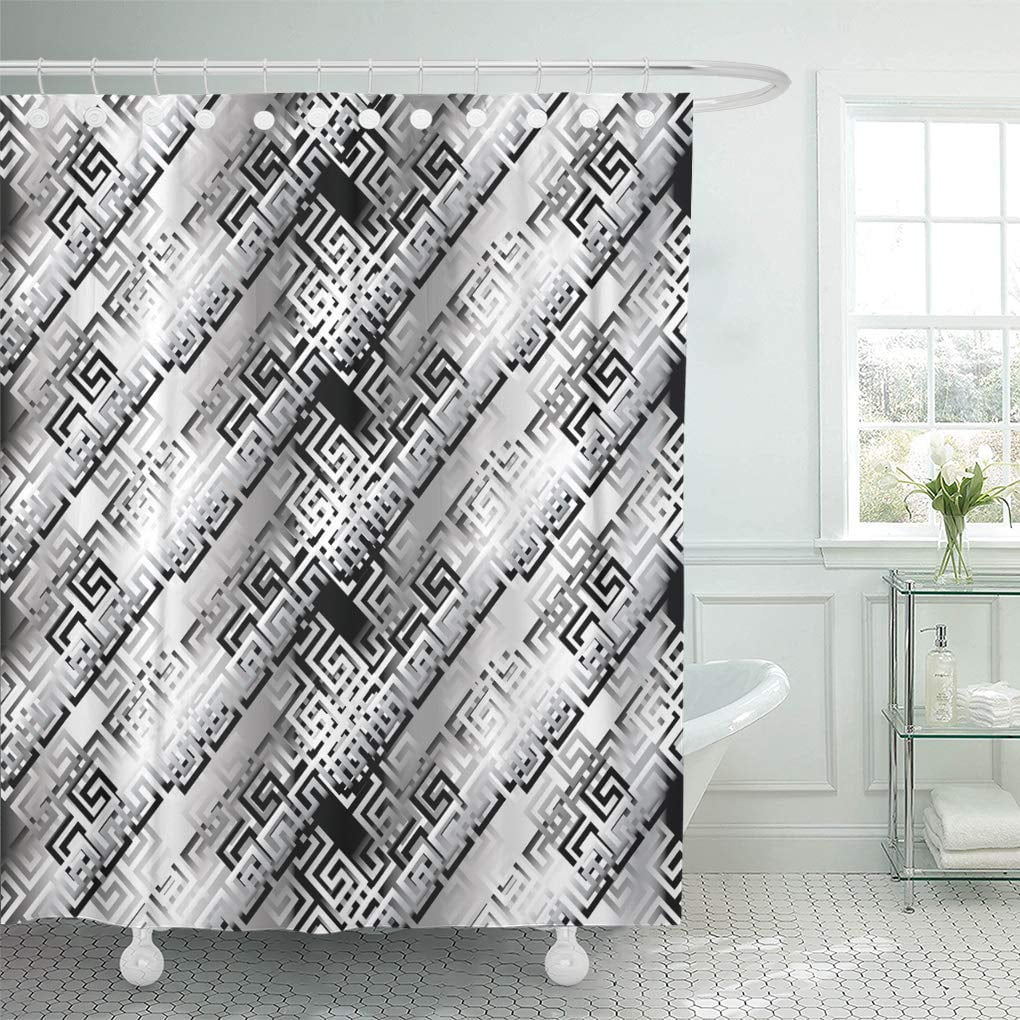 Cynlon Modern Abstract Black And White Geometric Vintage Greek Key