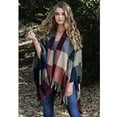TD Collections Women's Woven Buffalo Plaid Ruana Poncho Wrap Shawl (Red ...