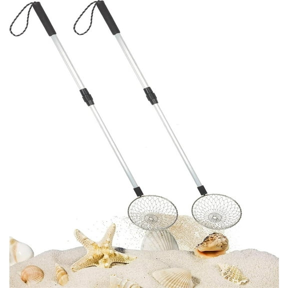 Keyohome 2Pcs Beach Sand Sifter with Extendable Handle Stainless Steel ...