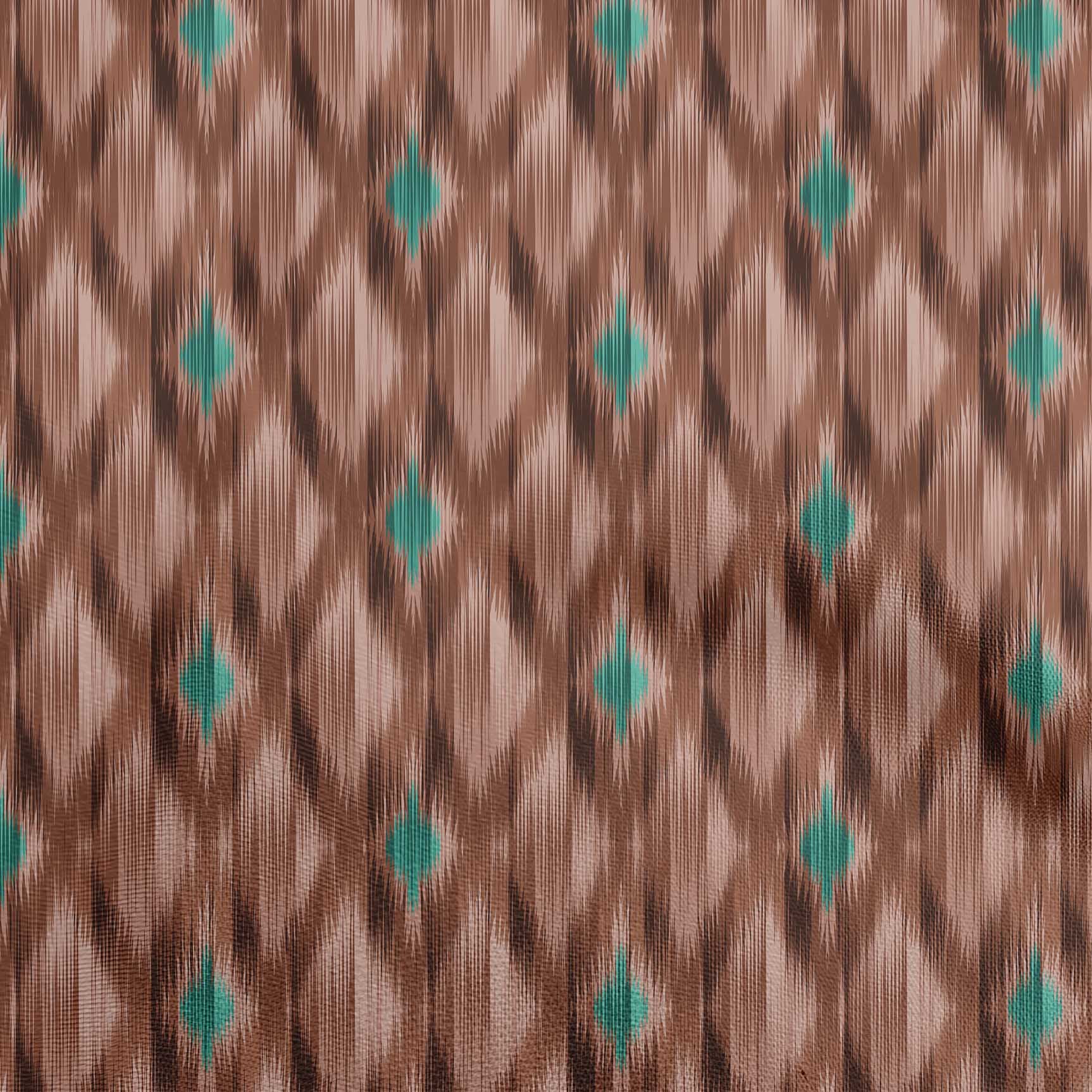 oneOone Silk Tabby Rust Brown Fabric Ikat Fabric For Sewing Printed ...