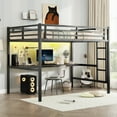 LHYY Metal Full Size Loft Bed with Power Outlet and LED Lighted,Space ...