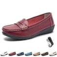 AJGRHE Women's Comfortable Leather Penny Loafers On Business Casual ...