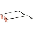 90's Small Rectangle Sunglasses Slim Arms Color Tinted Lens 45mm (Black ...