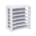 7 Tier White Wooden Office Desktop File Organizer Document Rack Space ...