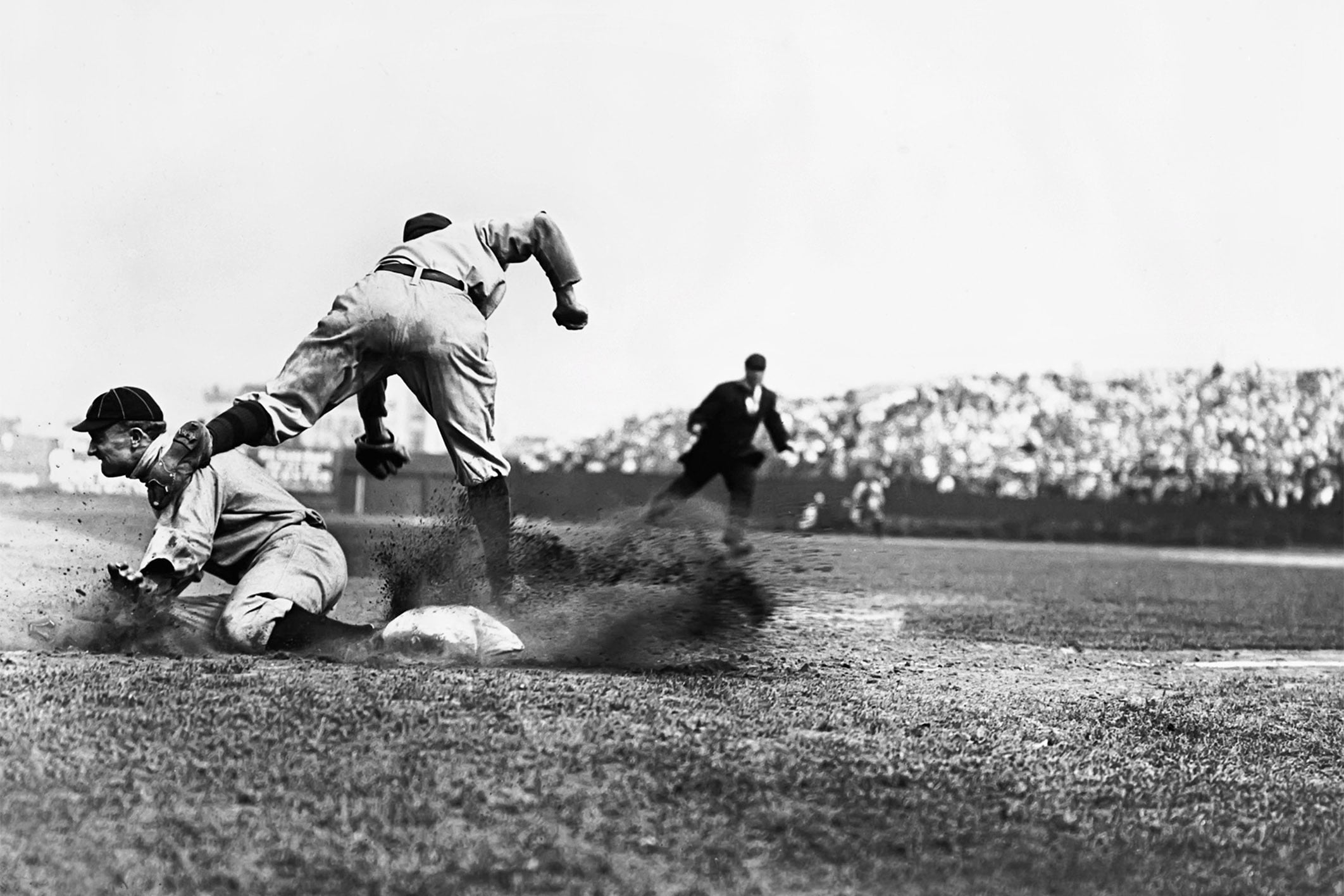 24x36 gallery poster, Ty Cobb stealing third base during the 1909 ...