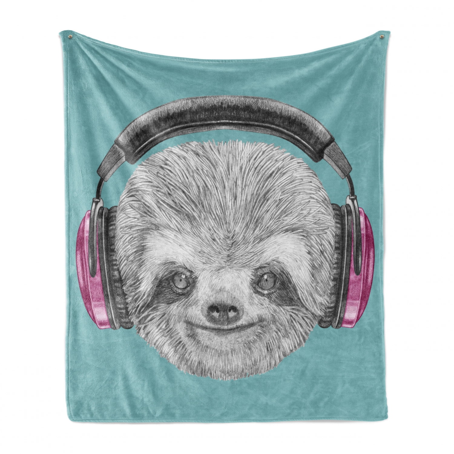 Sloth Soft Flannel Fleece Throw Blanket, DJ Animal Portrait Headphones ...