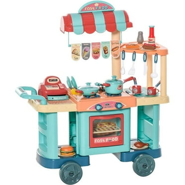 Costway Kids Snacks & Sweets Food Cart Play Set - 30 PCS Pretend ...