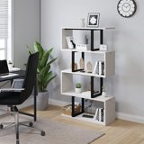 Dextrus 5-Tier Bookshelf, S-Shaped Z-Shelf Bookshelves , Geometric ...
