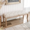 Dycanpo 45.2'' Bedroom Bench Seat Beige Linen, French Upholstered ...