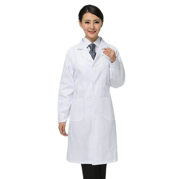Bata de laboratorio de manga larga blanca unisex Bata de laboratorio Bata de almacén Bata de ...