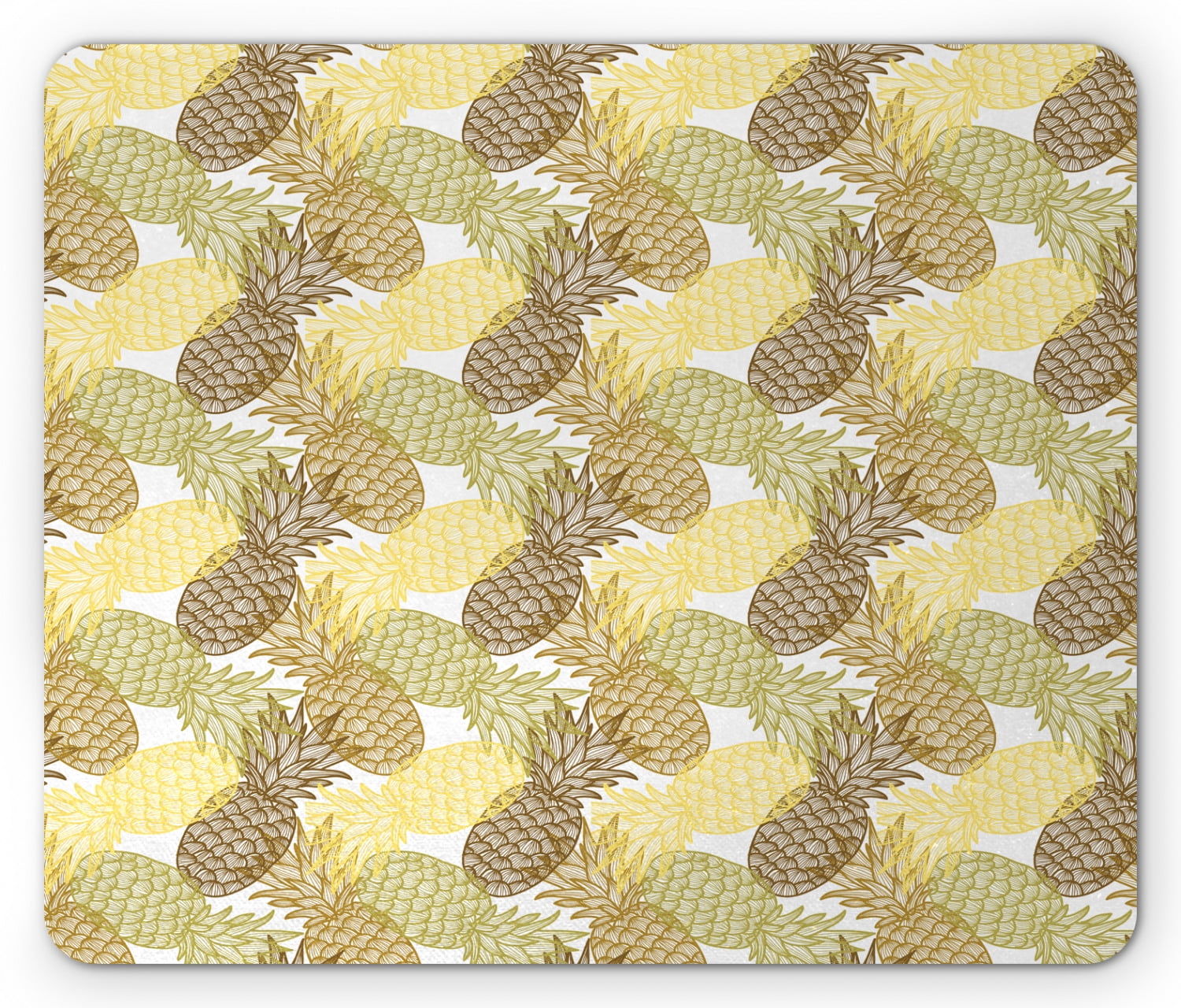 Pineapple Mouse Pad, Summer Themed Overlapping Curving Exotic Tropical ...