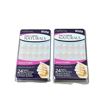 Nailene Daily Wear Naturals Active Length Artificial Nails, 24 Nails ...