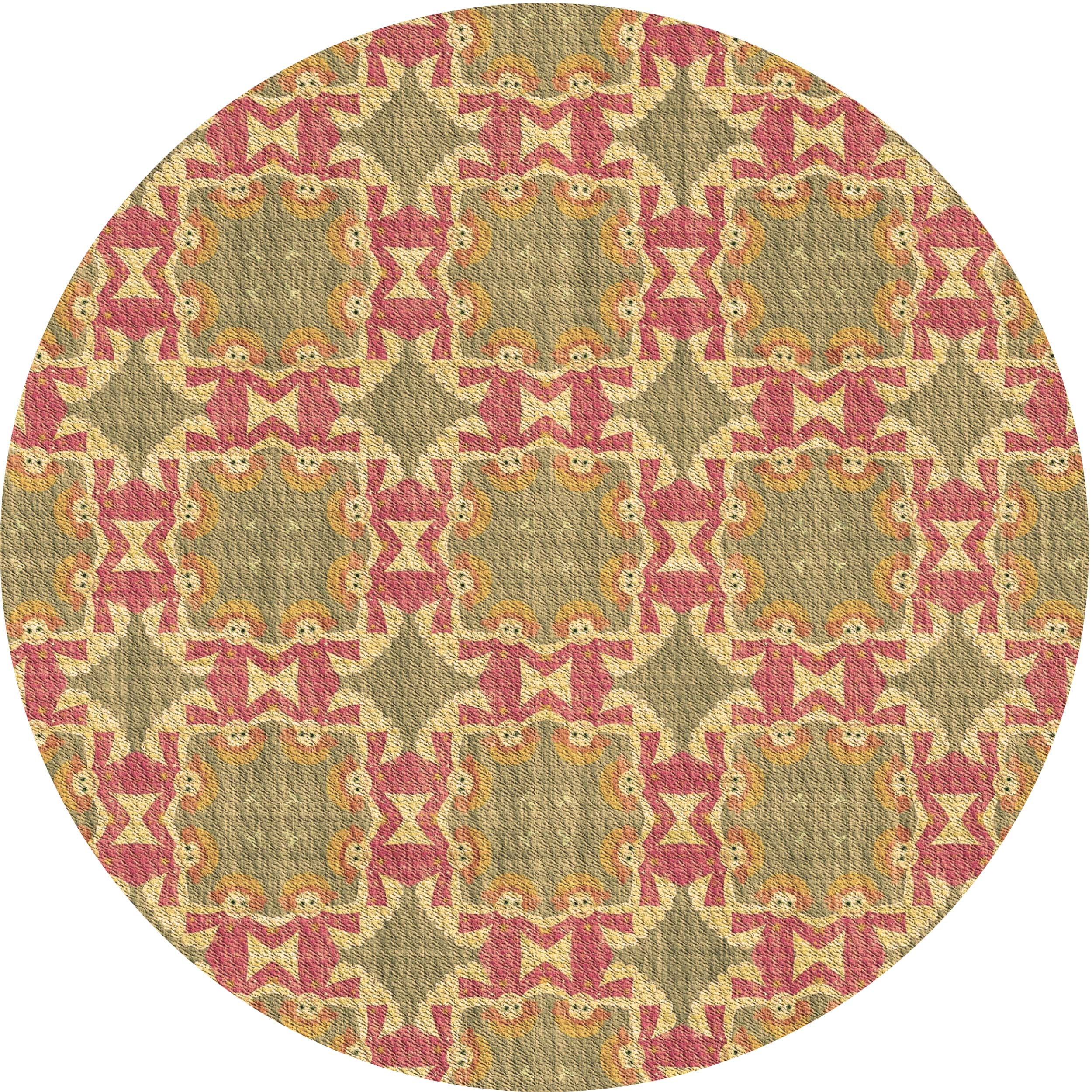 Ahgly Company Indoor Round Patterned Metallic Gold Area Rugs, 3' Round ...