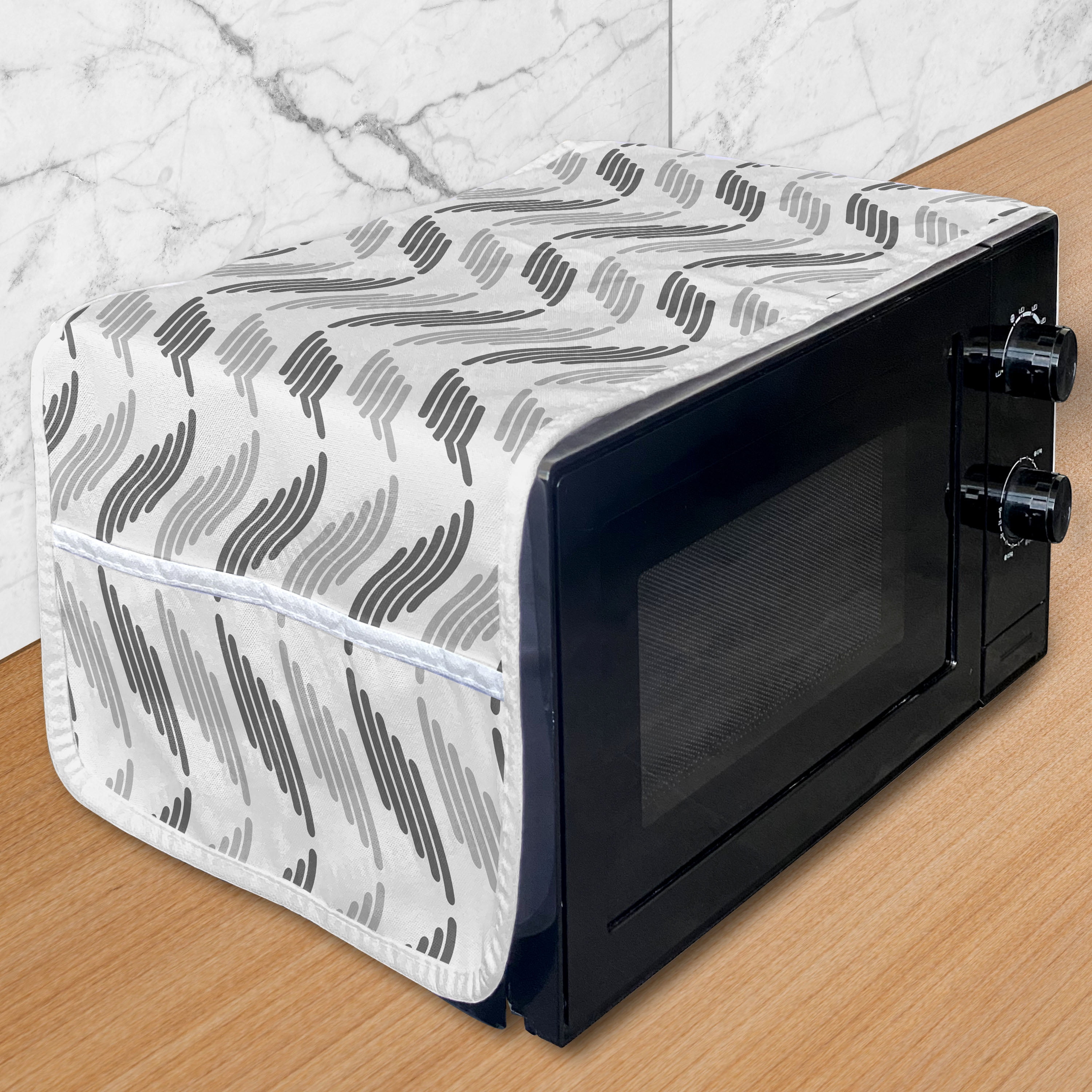 Abstract Microwave Oven Cover, Geometric Wavy Dashed Stripes with ...