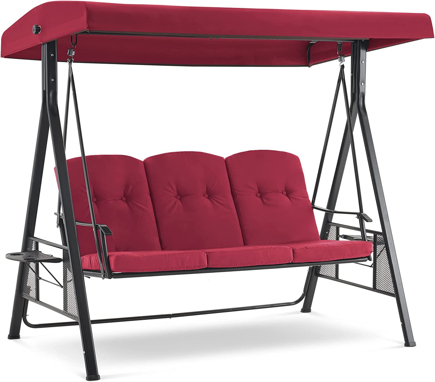 Mcombo 3 Seat Patio Swings with Canopy, Outdoor Porch Swing Chair with ...