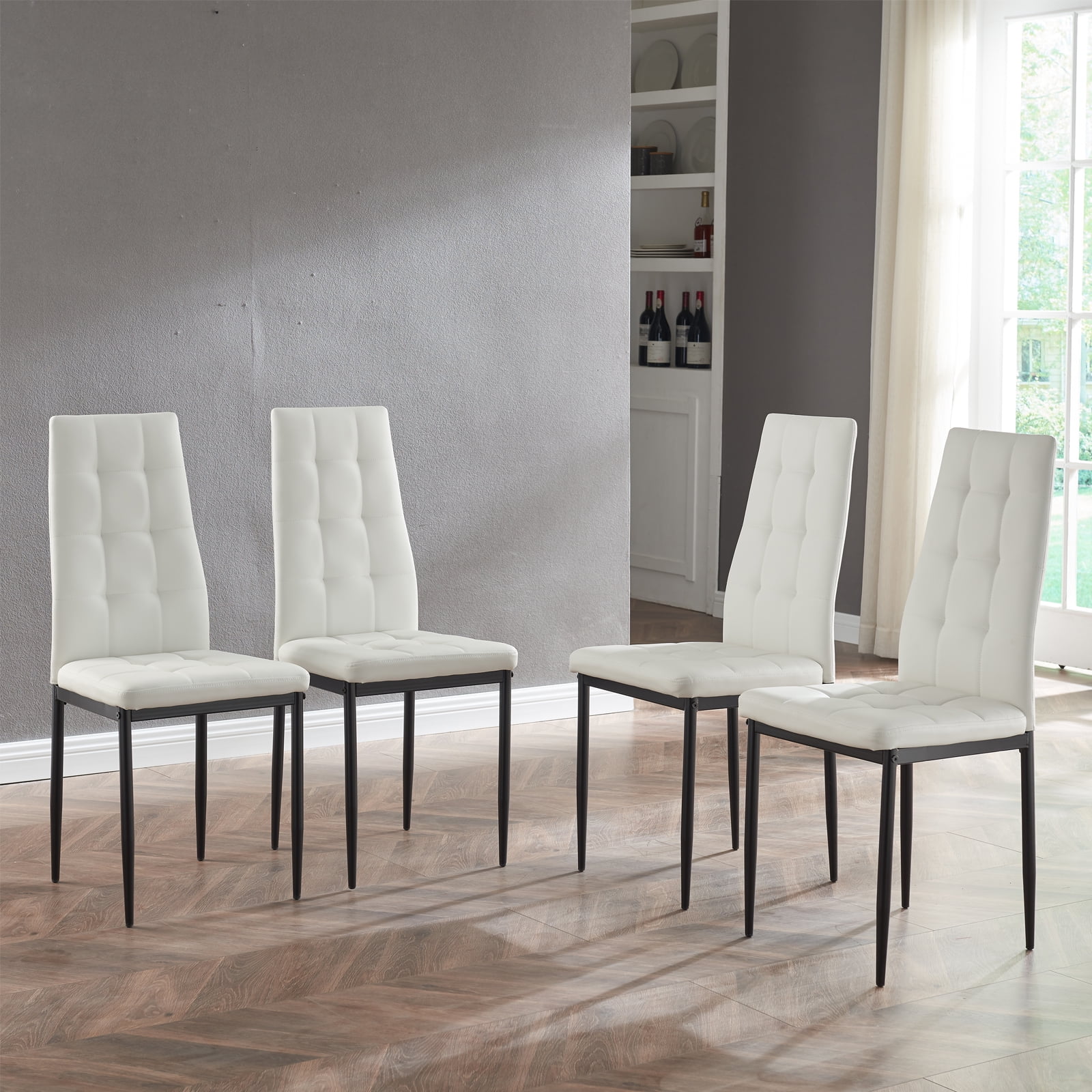 Omni House Dining Chairs Set of 4, Faux Leather High Back Kitchen ...