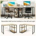 Costway 48'' L Shaped Desk, Adjustable Shelf, Home Office, Natural ...