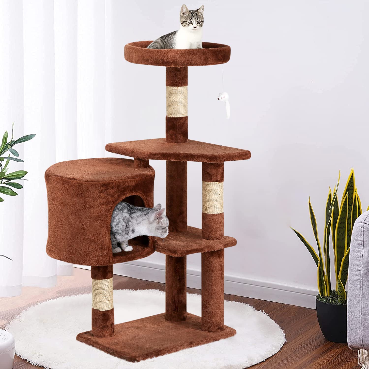 BestPet 36 inch Tall Cat Tree Cat Tower Cat Condo Multi-Level,Brown ...