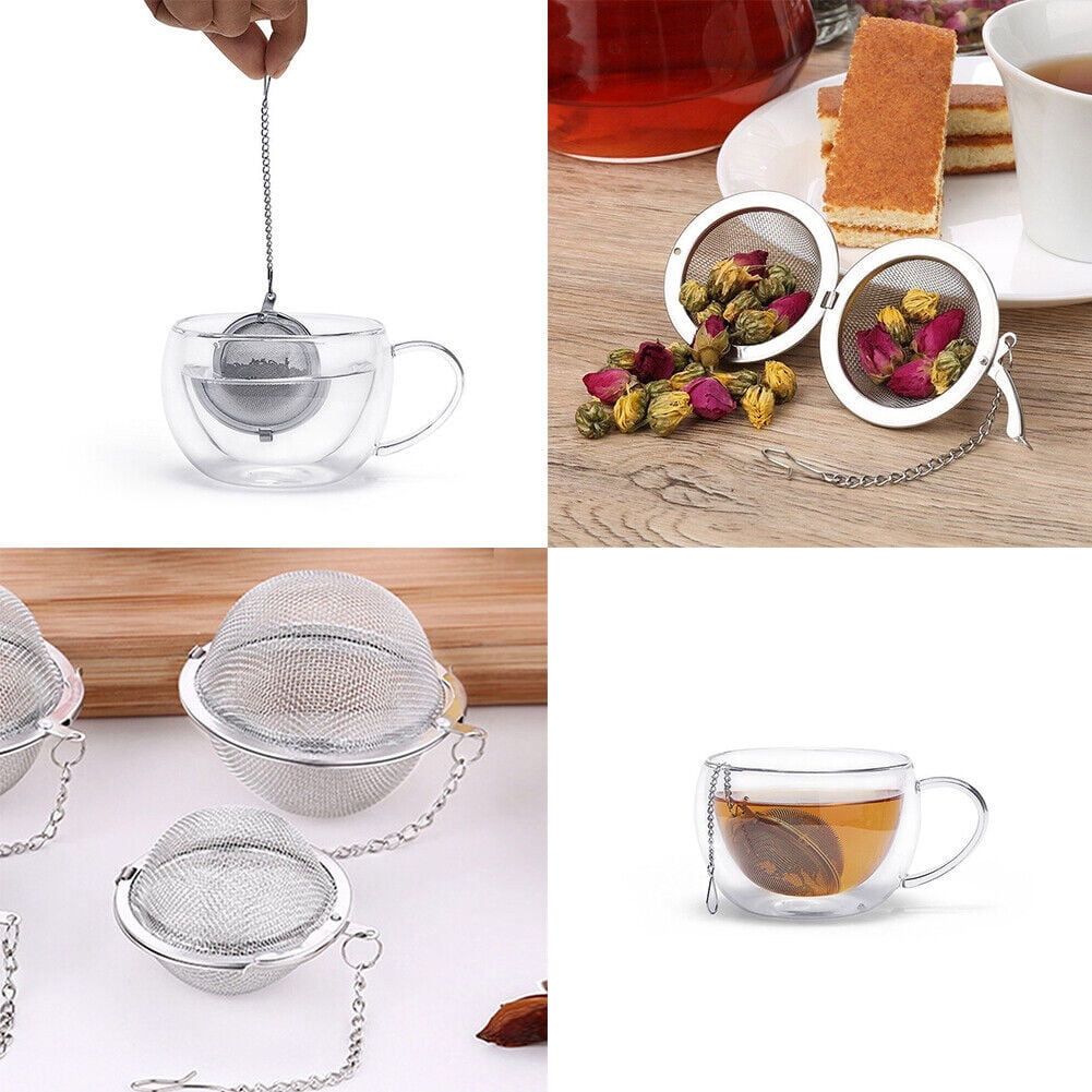 US 1-2 Pc Stainless Steel Mesh Tea Ball Strainer Diffuser Steeper Lock ...