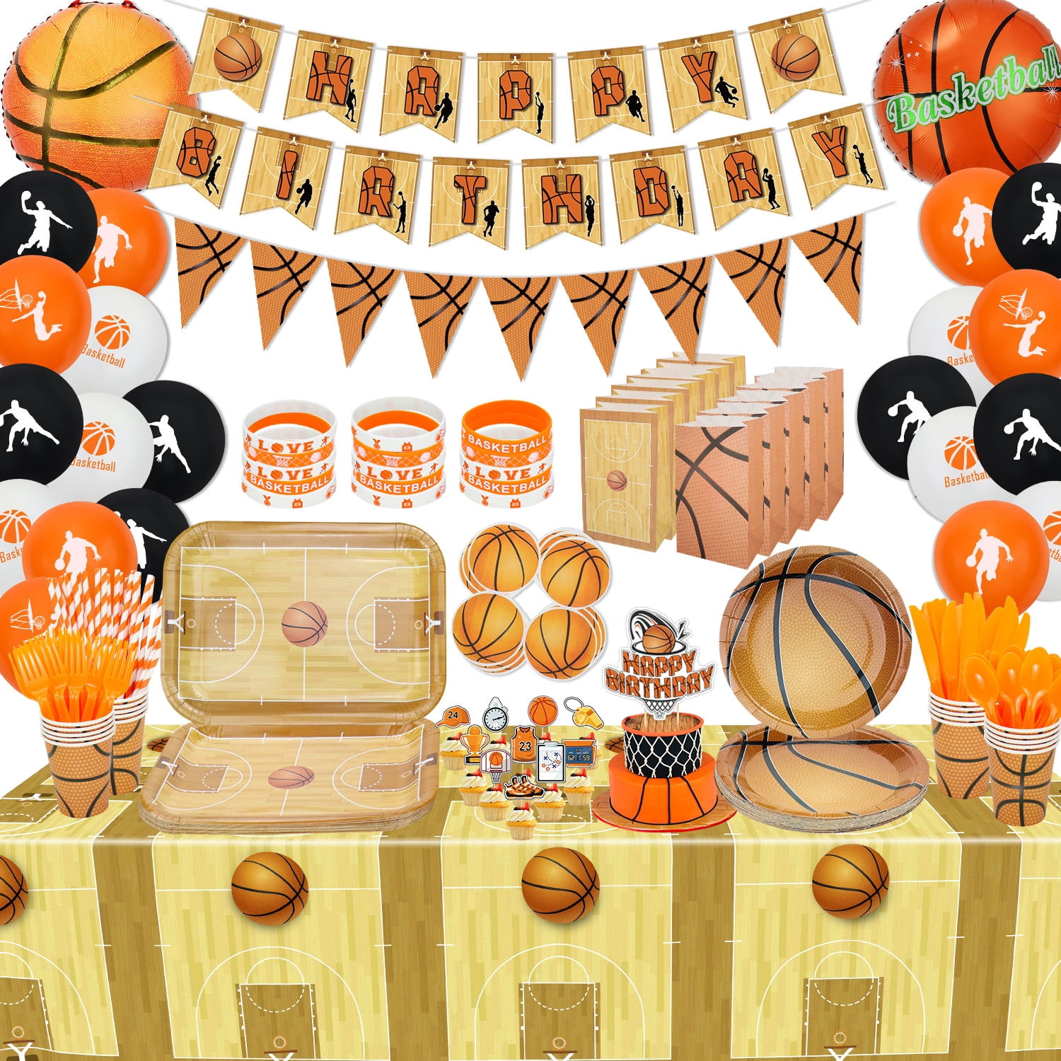 Basketball Birthday Decorations - Including Silicone Bracelets, Bags ...