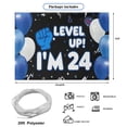 24th Birthday Polyester Backdrop, Black Blue Gaming Style Party Photo ...