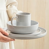Vancasso, 16-Piece Stoneware Dinnerware Sets, Light Grey Dinner Set ...