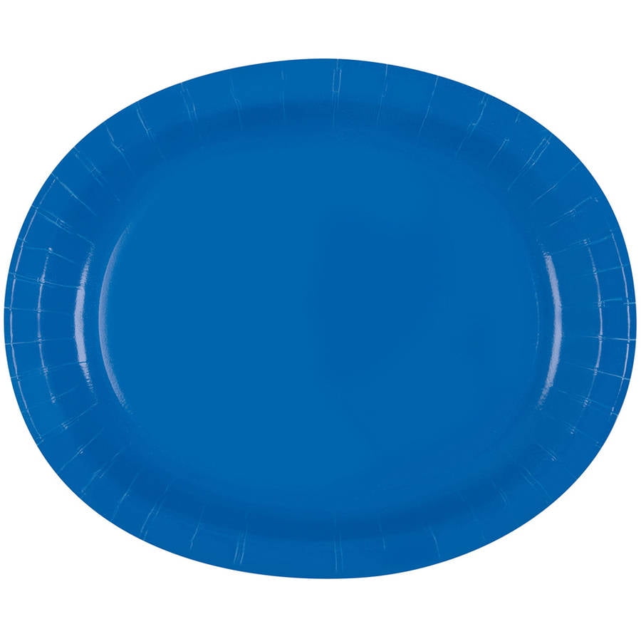 Oval Paper Plates, 12 in, Royal Blue, 8ct - Walmart.com