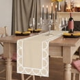 Beige Table Runner, Geometric Morocco Printed Border Modern Rustic ...