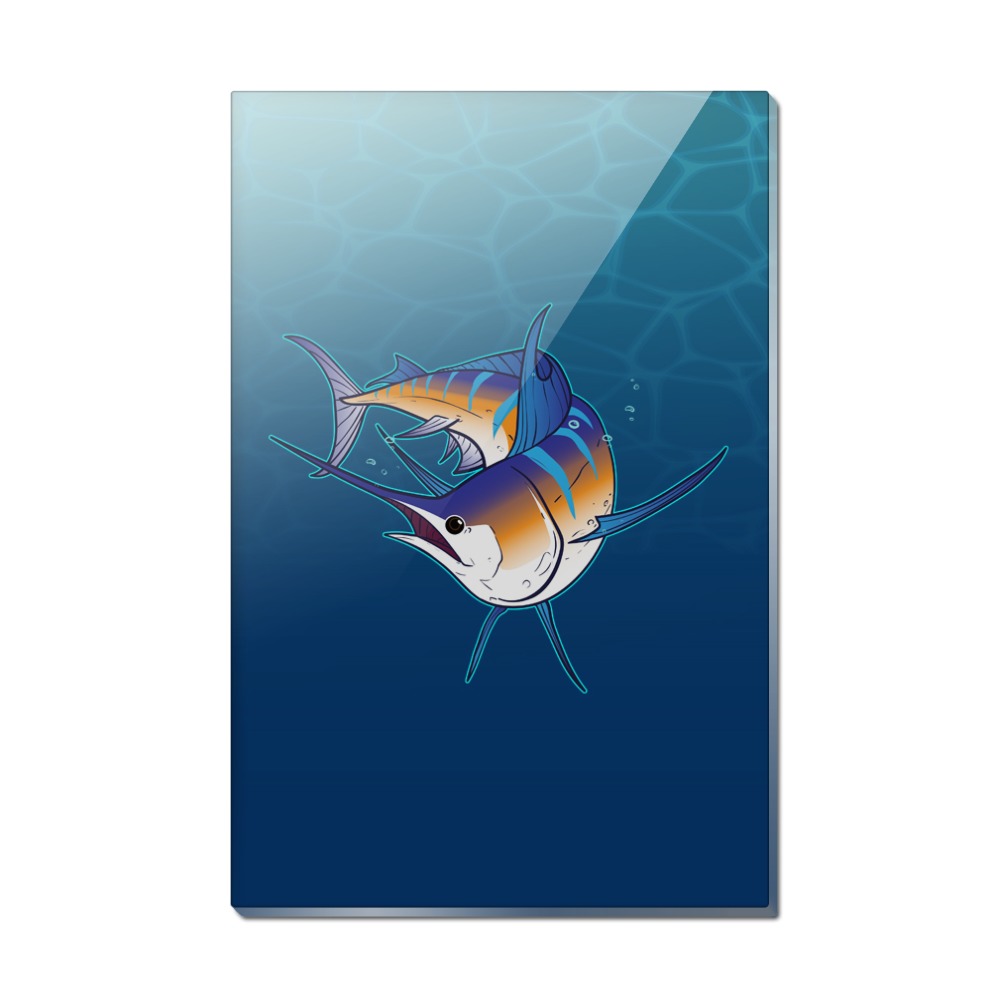 Blue Marlin Swimming in Ocean Rectangle Acrylic Fridge Refrigerator ...