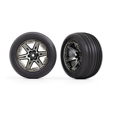 Traxxas 3771X Tires & Wheels 2.8 RXT Black & Satin Wheels, Ribbed Tires ...