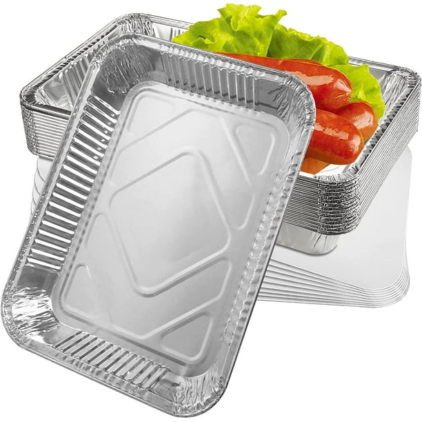 Set of 50 aluminum tray ，1000ml disposable food tray with cover ...