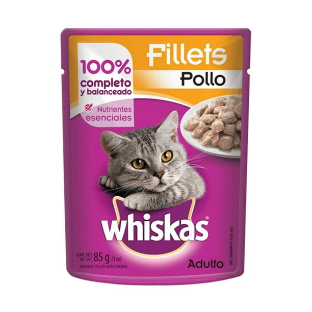 Whiskas 8 Sobres Sabor Filets Pollo 85g Alimento Húmedo Para Gato ...
